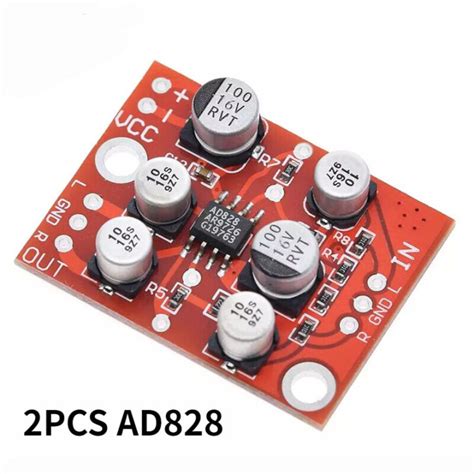 บอร์ดเครื่องขยายเสียง1ชิ้น 2ชิ้น Dc 5v 15v 12v Ad828โมดูล Preamplifier
