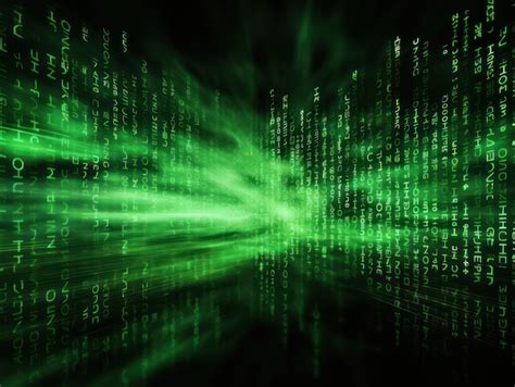 Premium Photo Green Abstract Binary Code Background With Glowing Light Rays And Digital