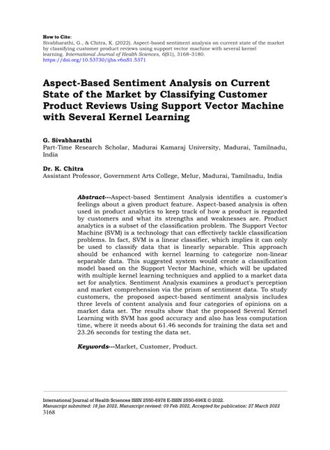 pdf aspect based sentiment analysis on current state of the market by classifying customer