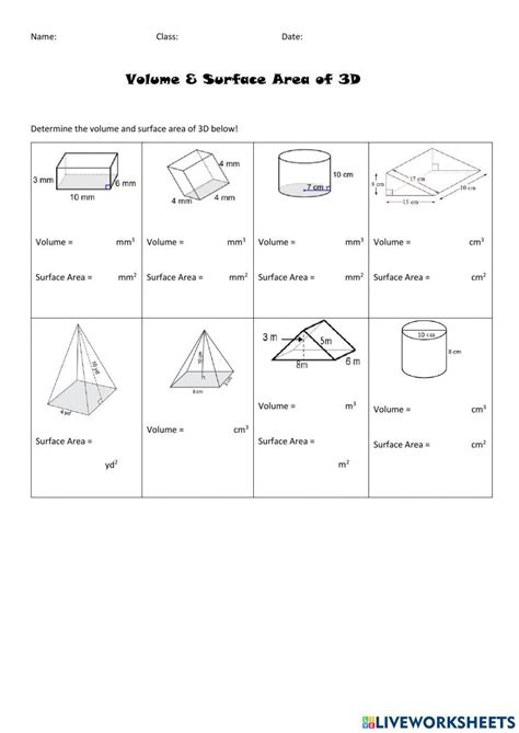 Free Volume Of 3d Figures Worksheet Download Free Volume Of 3d Figures Worksheet Png Images