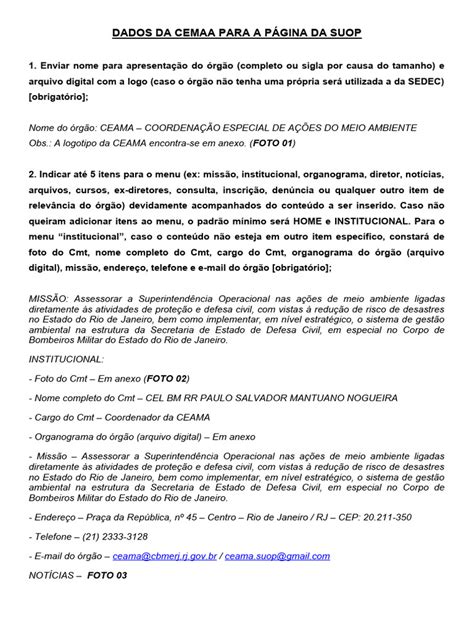 Dados Para A Página Da Suop Pdf Defesa Civil Estado