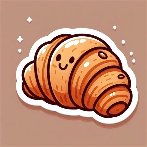 Sticker Of A Cute Croissant With Flaky Layers On A Solid Light Brown