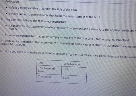 Solved Book Title String Serialnumber Int Bookl