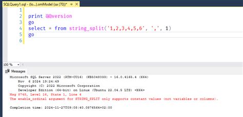 string split with order not working on sql server 2022 database