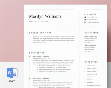 Resume Template Resume Template Word Executive Resume Etsy Resume Template Professional