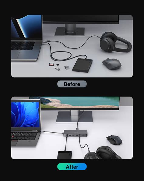 UGREEN 4K60Hz Triple Display HUB 13Ports 8 Ports 10Gbps 2X UBS A 2X USB C HUB PD100W For