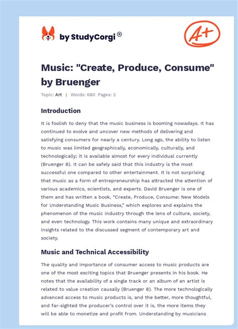 music create produce consume by bruenger free essay example
