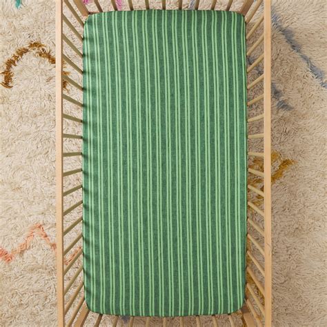 Nadine Linen Fitted Cot Sheet Forest Sage And Clare Green Door