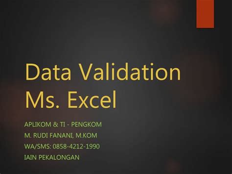 Data Validation Ms Excel Pptx