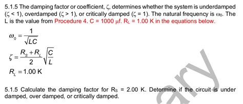 Solved 515 The Damping Factor Or Coefficient G