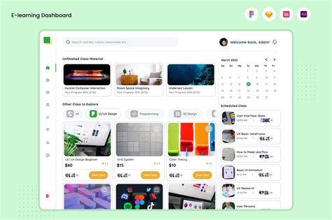 在线学习教育平台后台仪表盘网站ui模板 Fig Sketch Xd 云瑞设计
