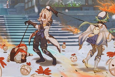 Klee Dodoco Albedo Jumpy Dumpty And Sucrose Genshin Impact Drawn