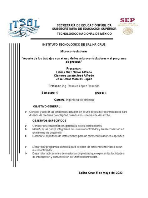 Reporte De Practica 2 De Microcontroladores Unidad 4 Pdf Microcontrolador Informática