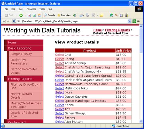 Master Detail Using A Selectable Master Gridview With A Details Detailview C Microsoft Learn