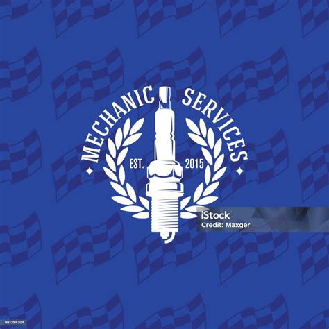 벡터 일러스트 레이 션 완벽 한 패턴 체크 무늬 깃발에 정비사 서비스 아이콘 계기판 차량 부분에 대한 스톡 벡터 아트 및 기타 이미지 계기판 차량 부분 고정 기어