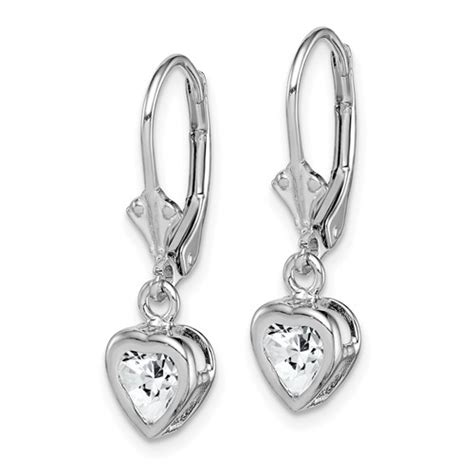 Sterling Silver 5mm Heart Cz Leverback Earrings Qe2046cz