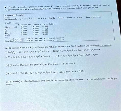 solved consider a logistic regression model where y is a binary