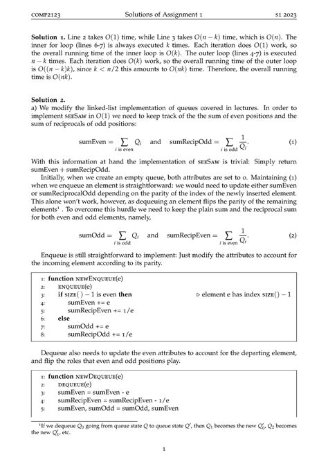 assignment 1 solutions comp2123 solutions of assignment 1 s1 2023 solution 1 line 2 takes o