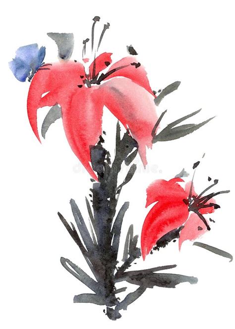 Watercolor Lily Flower Stock Illustration Illustration Of Decoration 99787787