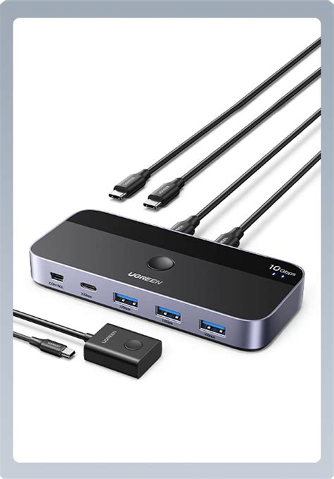 Ugreen Usb 3 0 Switch 2 Computers Sharing Usb C And A Devices 4 Port Usb Switcher