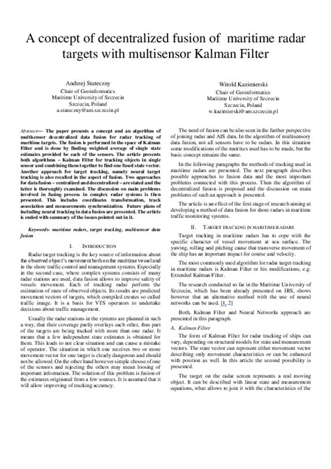 Pdf A Concept Of Decentralized Fusion Of Maritime Radar Targets With