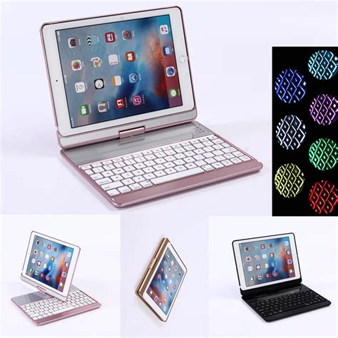 Rotating Bluetooth Colors Backlit Plastic Keyboard Case Cover For New IPad