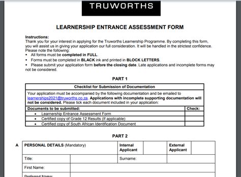 Truworths Learnership 2023 Application Form Printable Forms Free Online