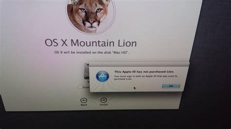 Installing Mac OS X Mountain Lion Apple ID Error Ask Different