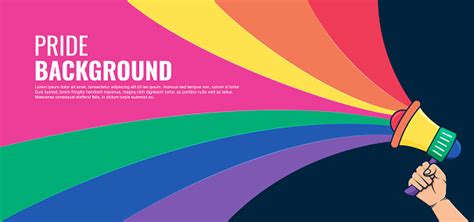 Lgbt 자존심 추상적 배경 확성기 확성기와 무지개 색이 있는 벡터 배경 프라이드의 달에 대 한 벡터 배너 템플릿 Lgbt 프라이드의 달에 대한 스톡 벡터 아트 및 기타