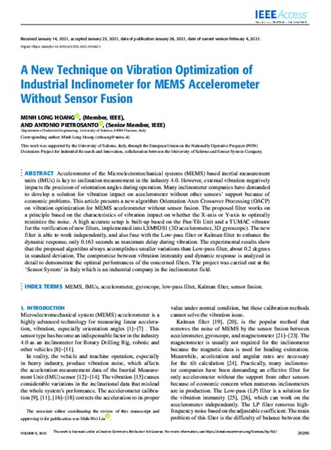Pdf A New Technique On Vibration Optimization Of Industrial Inclinometer For Mems