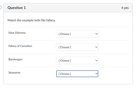 Match The Example With The Fallacy False Dilemma
