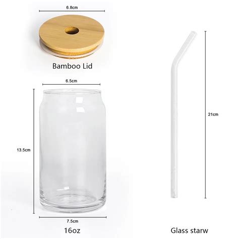 Show Love 16oz Boho Libbey Glass Can Iced Coffee Glass Can With Straw And Lid Glass Tumbler