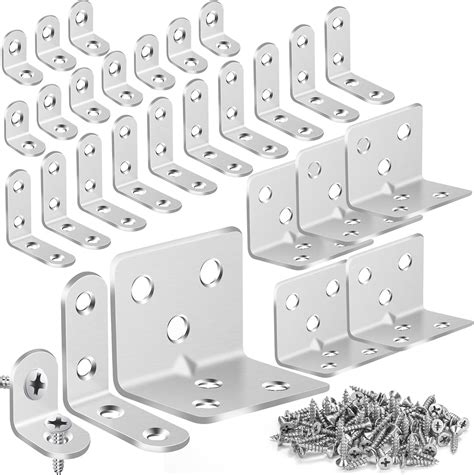 Mapvolut 25pcs Silver L Brackets For Shelves 3 Sizes Angle