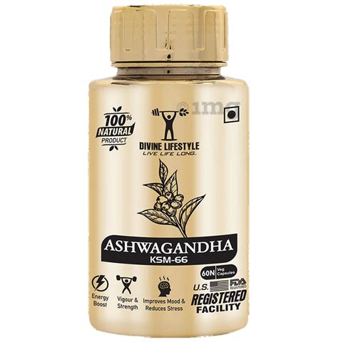 Divine Lifestyle Ashwagandha Ksm 66 Veg Capsule Buy Bottle Of 600