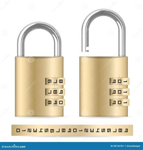Padlocks Combination Realistic Metallic Locks Secret Key Code Rotating Wheels With Numbers
