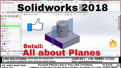 Solidworks Tutorials Types Of Plane In Solidworks Reference Geometry Solidworks Youtube