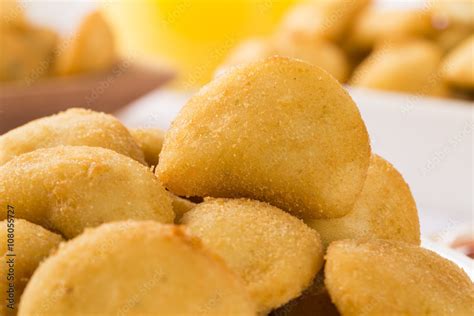 Rissole Cheese Rissole Served With Chili Sauce On The Table Stock