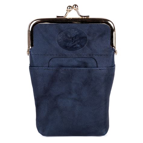 Julia Buxton Womens Heiress Cigarette Case Leather Navy