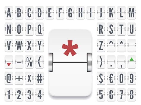 증권 환율에 대한 숫자가 포함된 흰색 플립 보드 글꼴 재무 정보 및 시간표 벡터 그림을 위한 Retro 공항 터미널 기계적 스코어보드 알파벳 프리미엄 벡터