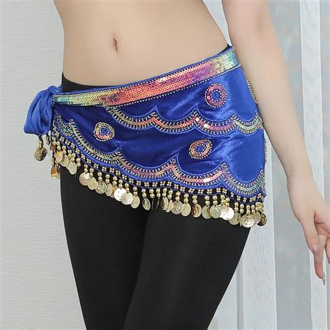 로얄 블루 벨벳 스팽글 자수 밸리 댄스 엉덩이 벨트 여성 밸리 댄스 레슨 착용 허리 체인 오리엔탈 코인 엉덩이 스카프 벨리 댄싱 AliExpress