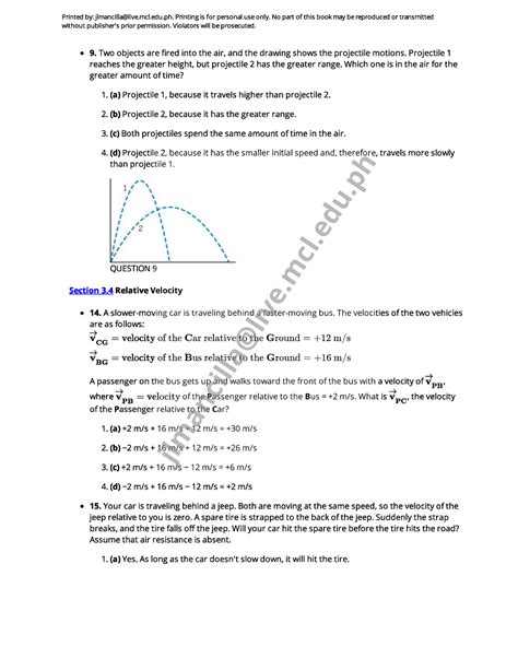 Kinematics In Two Dimensions Problem Physics For Engineers Studocu