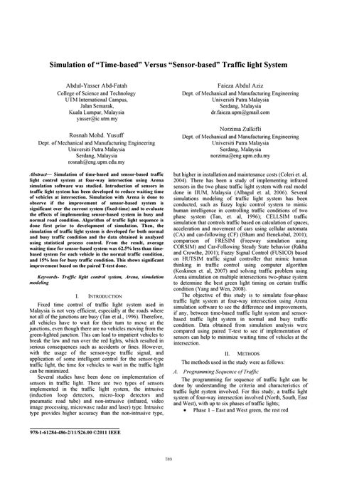 Pdf Simulation Of Time Based Versus Sensor Based Traffic Light System