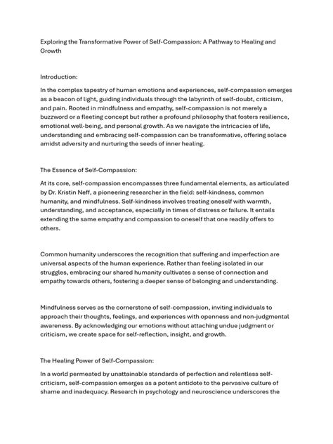 Exploring The Transformative Power Of Self Compassion Pdf
