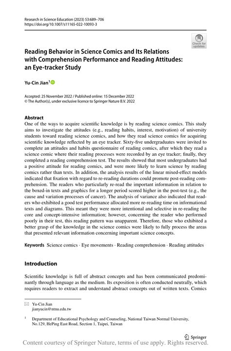 reading behavior in science comics and its relations with comprehension