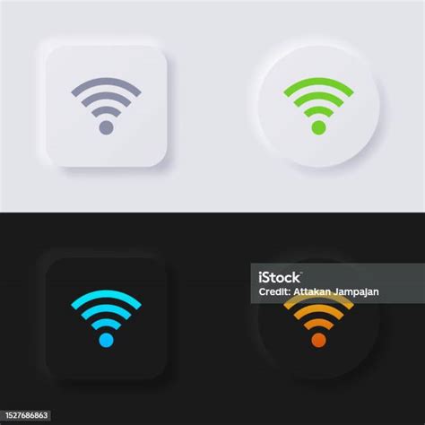 인터넷 신호파 기호 아이콘 세트 웹 디자인 응용 프로그램 Ui 등을 위한 다색 Neumorphism 버튼 소프트 Ui 디자인 버튼 벡터 3차원 형태에 대한 스톡 벡터 아트