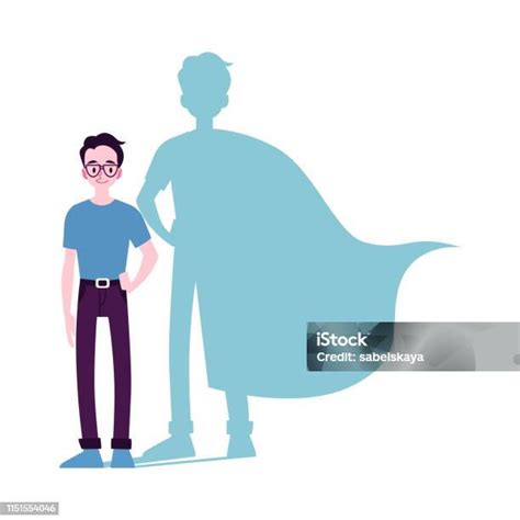 고립 된 슈퍼 히어로 그림자 평면 벡터 일러스트와 동기 부여 된 사람 아이콘입니다 슈퍼히어로에 대한 스톡 벡터 아트 및 기타 이미지 슈퍼히어로 그림자 그림자에 초점