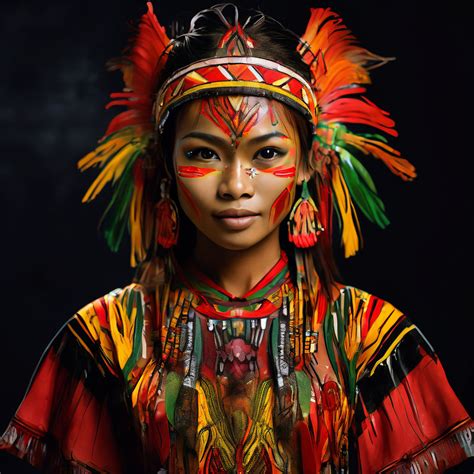 Sketch Of Plain Manobo Costume Design With Just Red Yellow By