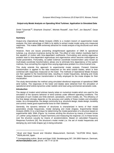 Output Only Modal Analysis On Operating Wind Turbines Application To