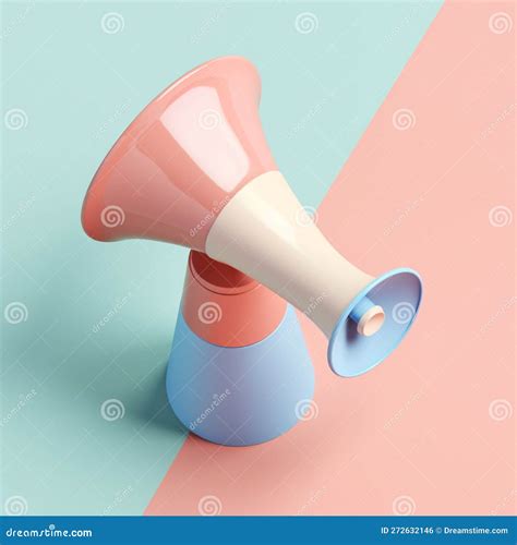 Cute Tiny Isometric Modern Style Megaphone With Generative Ai Stock