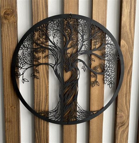 Настенный Декор Панно Картина Лофт Из Металла Дерево Жизни С Листьями